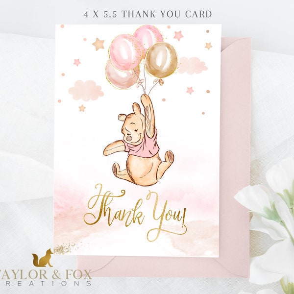 Pooh Thank You Card - Etsy