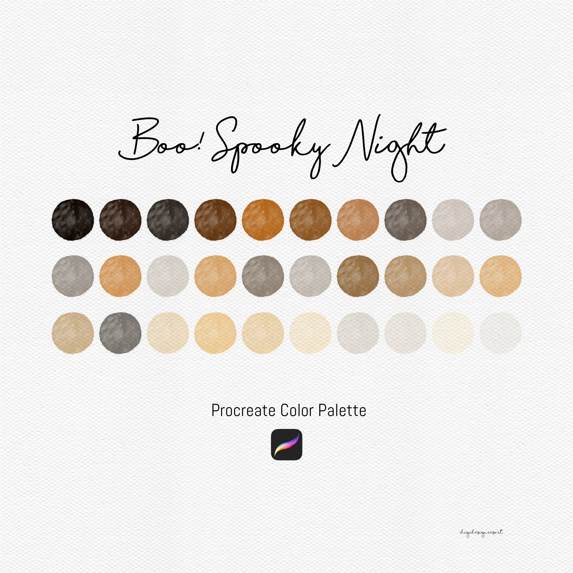 Boo! Spooky Night Procreate Color Palette, Procreate Swatches, Digital ...