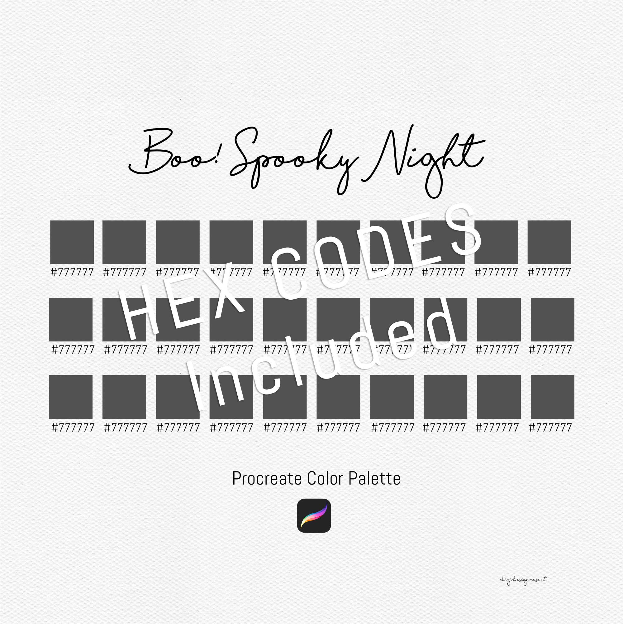 Boo! Spooky Night Procreate Color Palette, Procreate Swatches, Digital ...