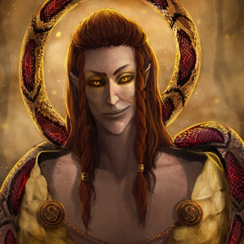 Trickster in Gold 11 X 17 Print Norse Mythology Original | Etsy