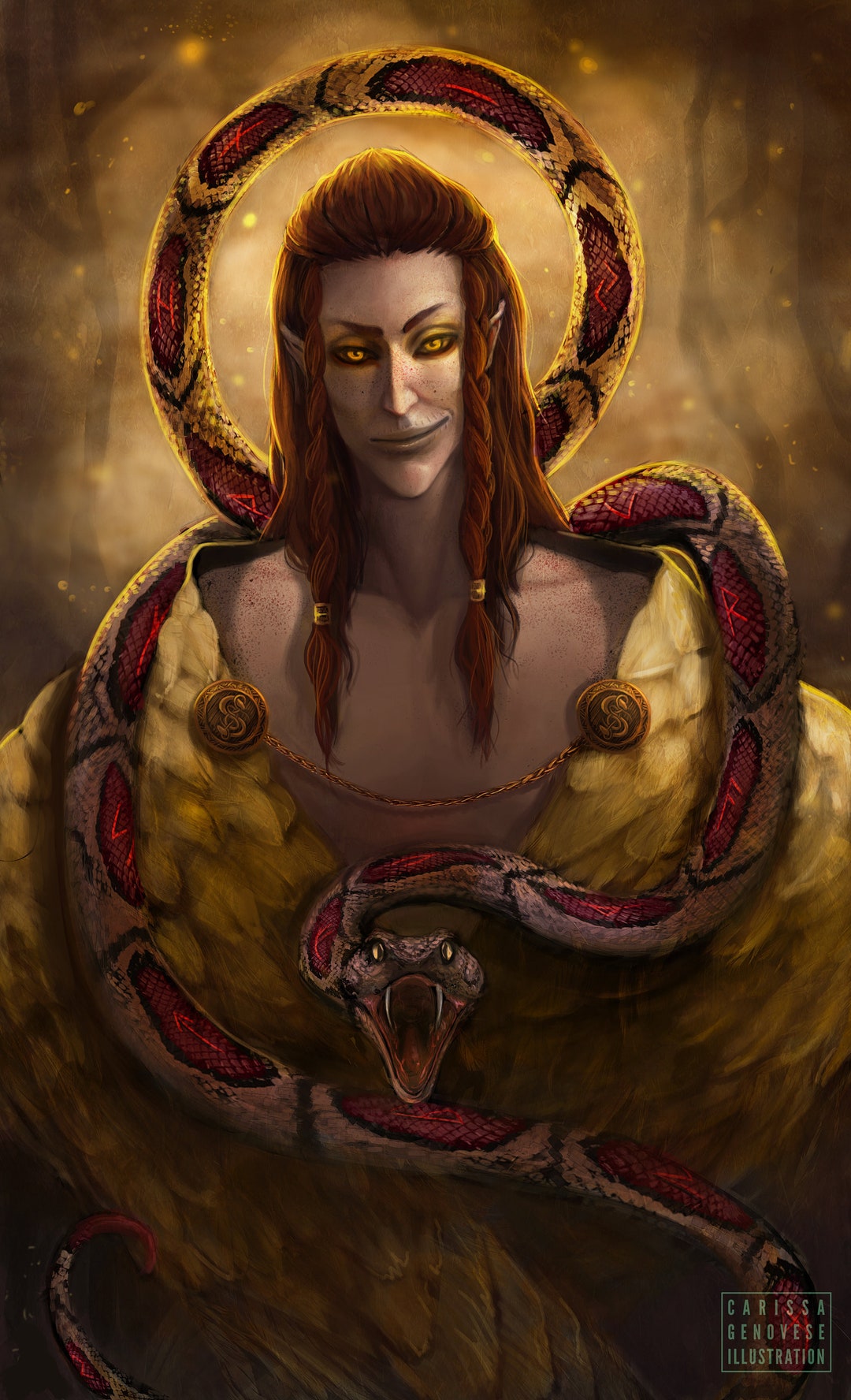 Trickster in Gold 11 X 17 Print Norse Mythology Original Fantasy ...