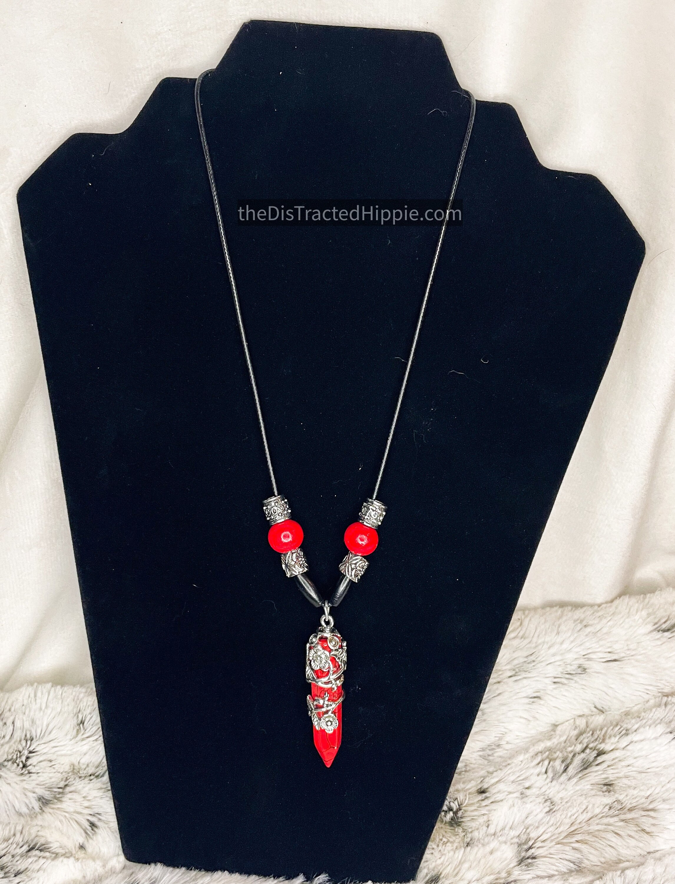 Red Terminate Pendant Stone Necklace - Etsy UK