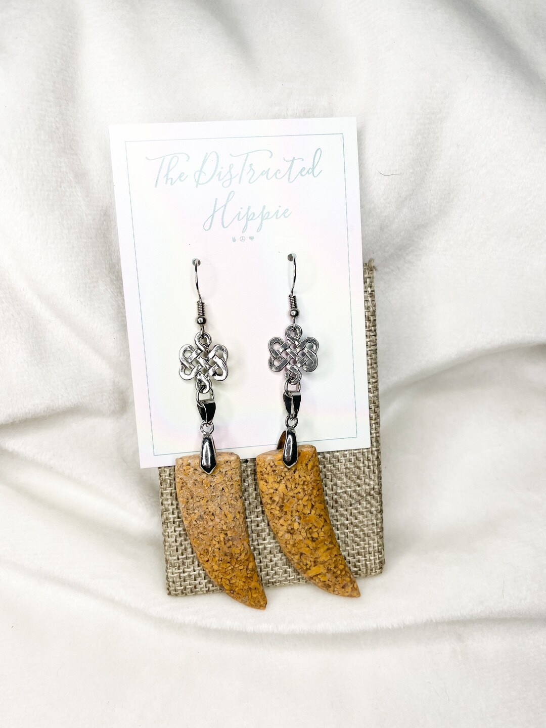 Celtic Knot Styled Stone Tooth Dangle Earrings - Etsy
