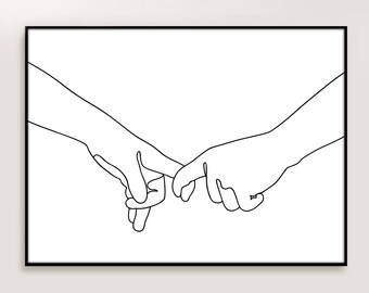 Pinky Promise Printable Hands Pinky Swear Drawing-lover's | Etsy