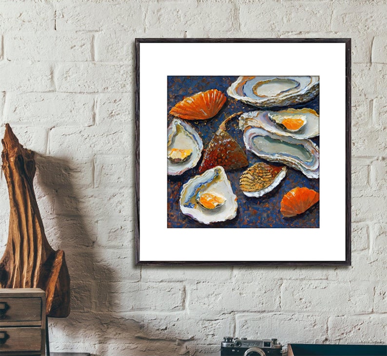 Printable Oyster Oil Painting ,shellfish Painting,mid Century Modern ...