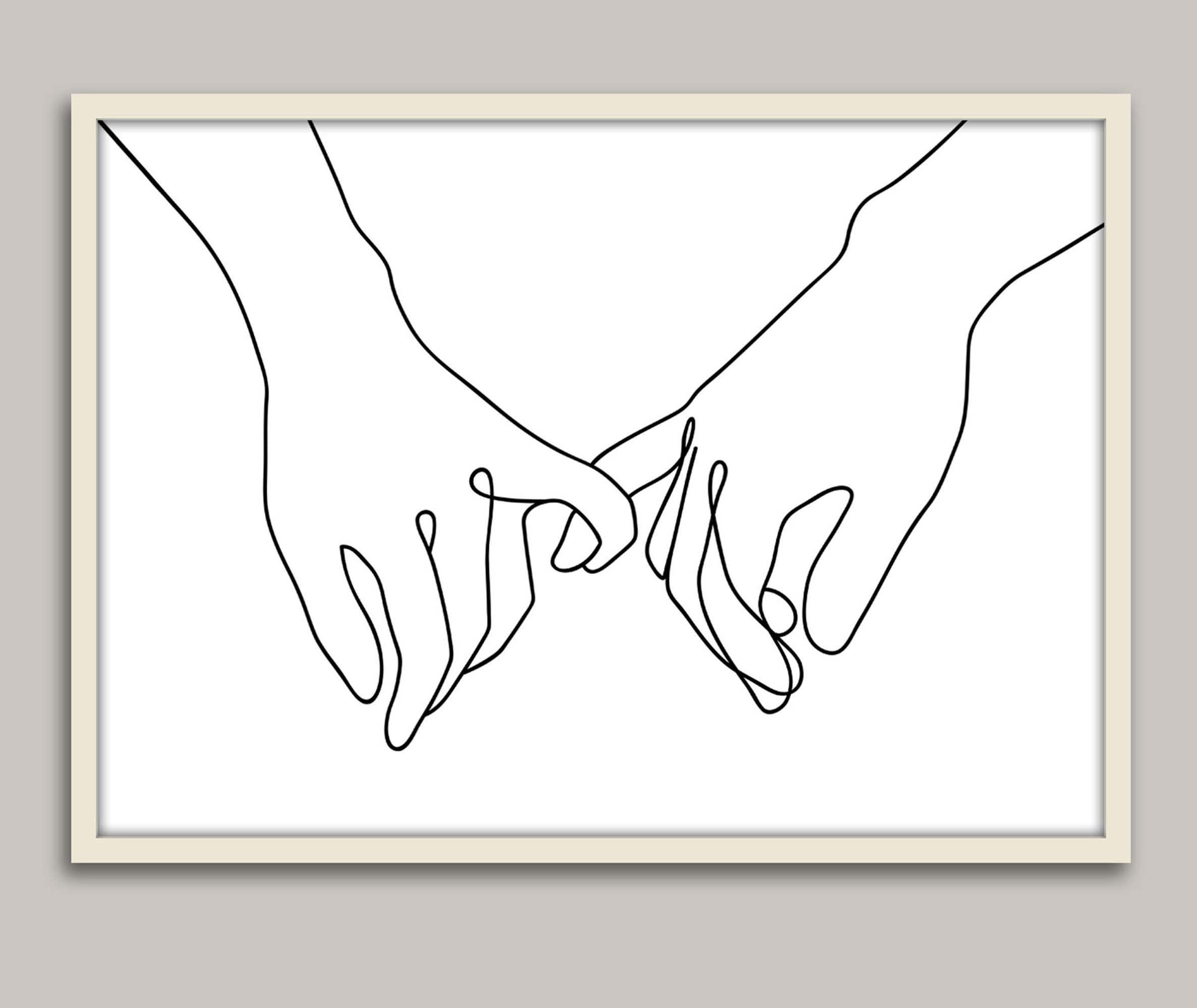 Pinky Promise Hands Drawing-lover's Hands-one Line Drawing - Etsy