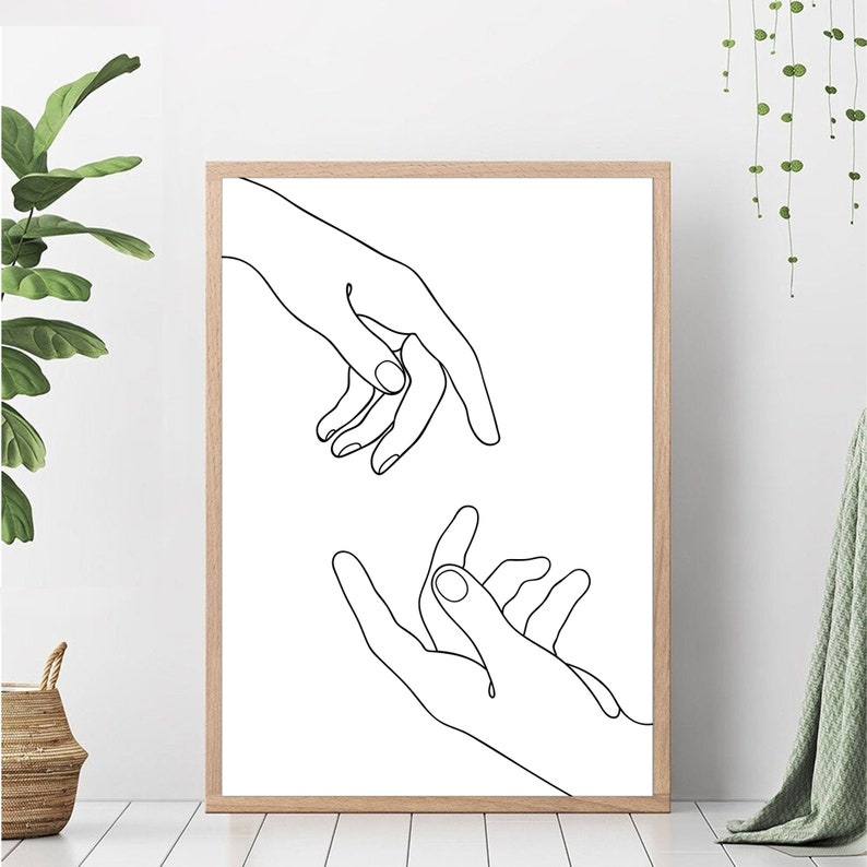 Passionate Touch,romantic Lovers Hands, One Line Holding Hands, Black ...