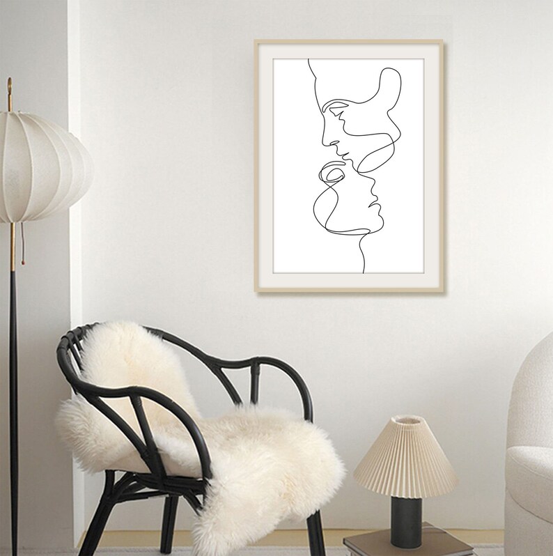 Continuous One Line Faces Drawing, Gift for Lovers,printable Face Line Art.romantic Minimalist ...