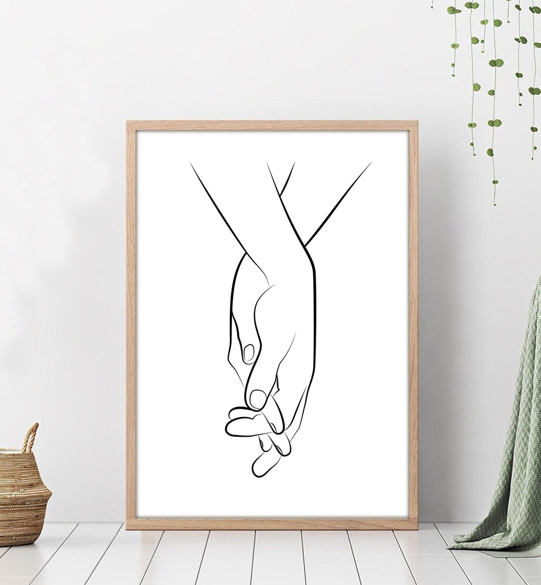 Couple Holding Hands Line Art Print: Minimalist Fine Decor (digital ...