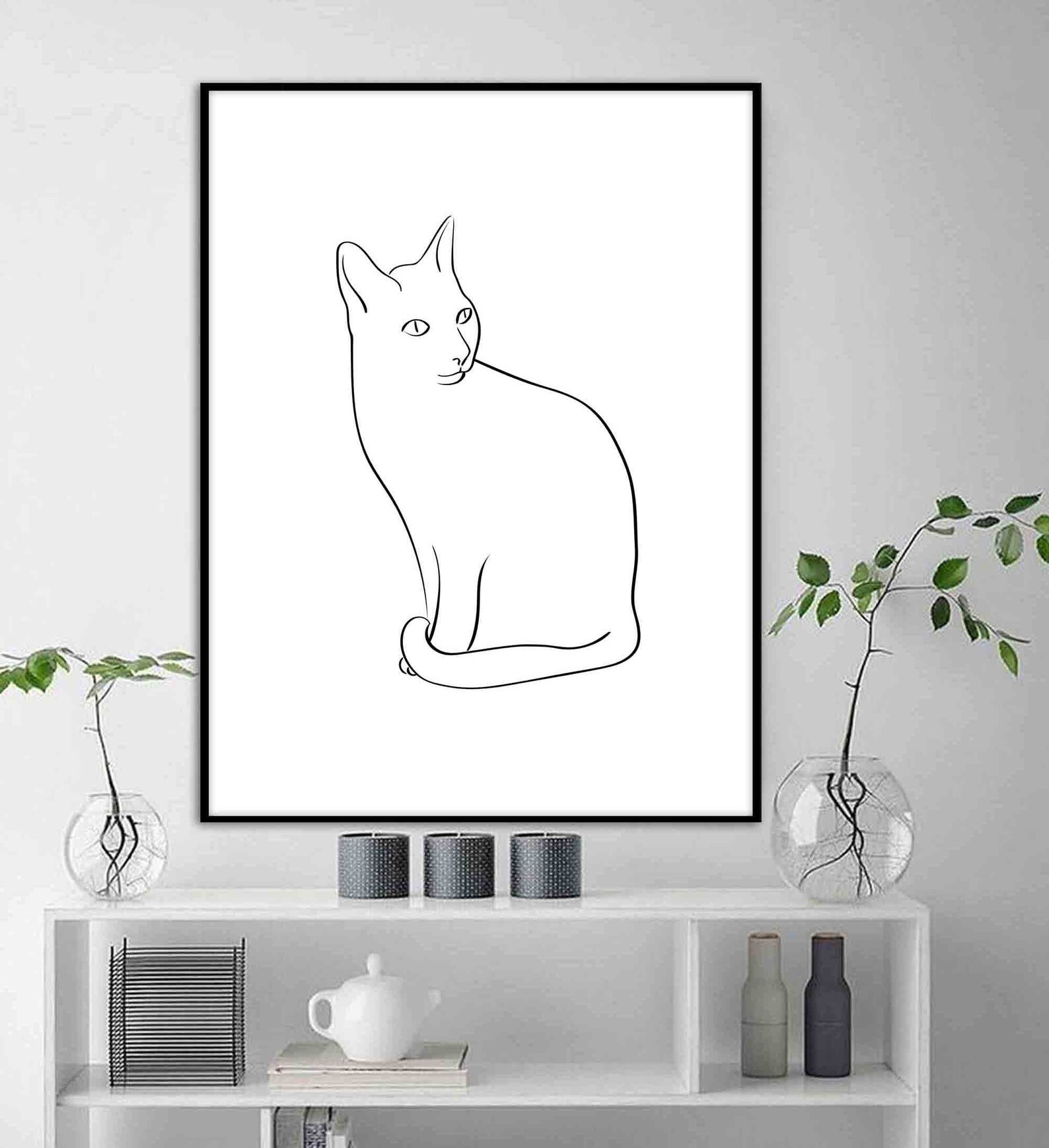 Single Line Cat Figure One Line Cat Drawing Minimal Cat - Etsy