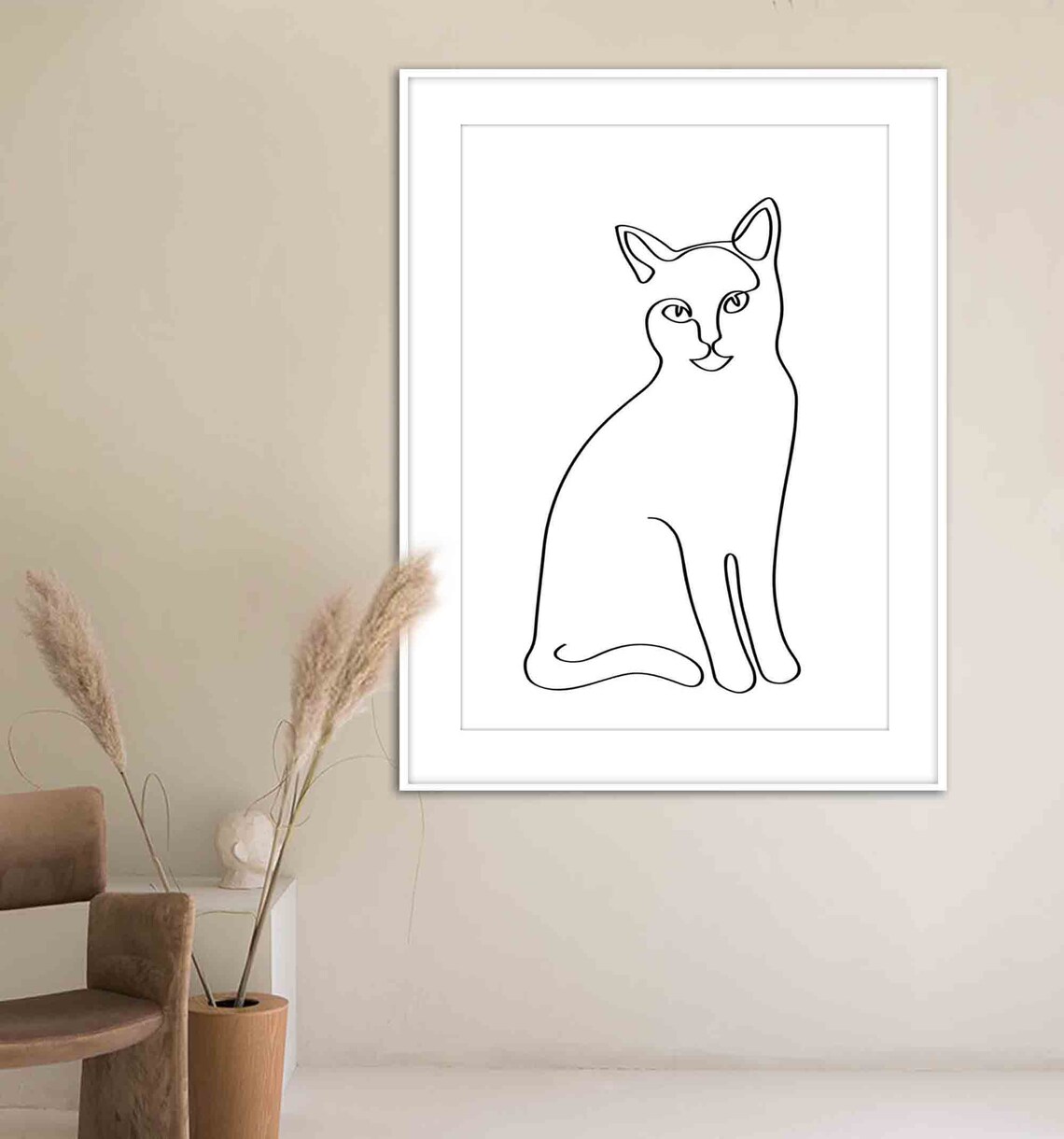 Continuous Line Cat Drawing One Line Cat Figure Minimal Cat - Etsy