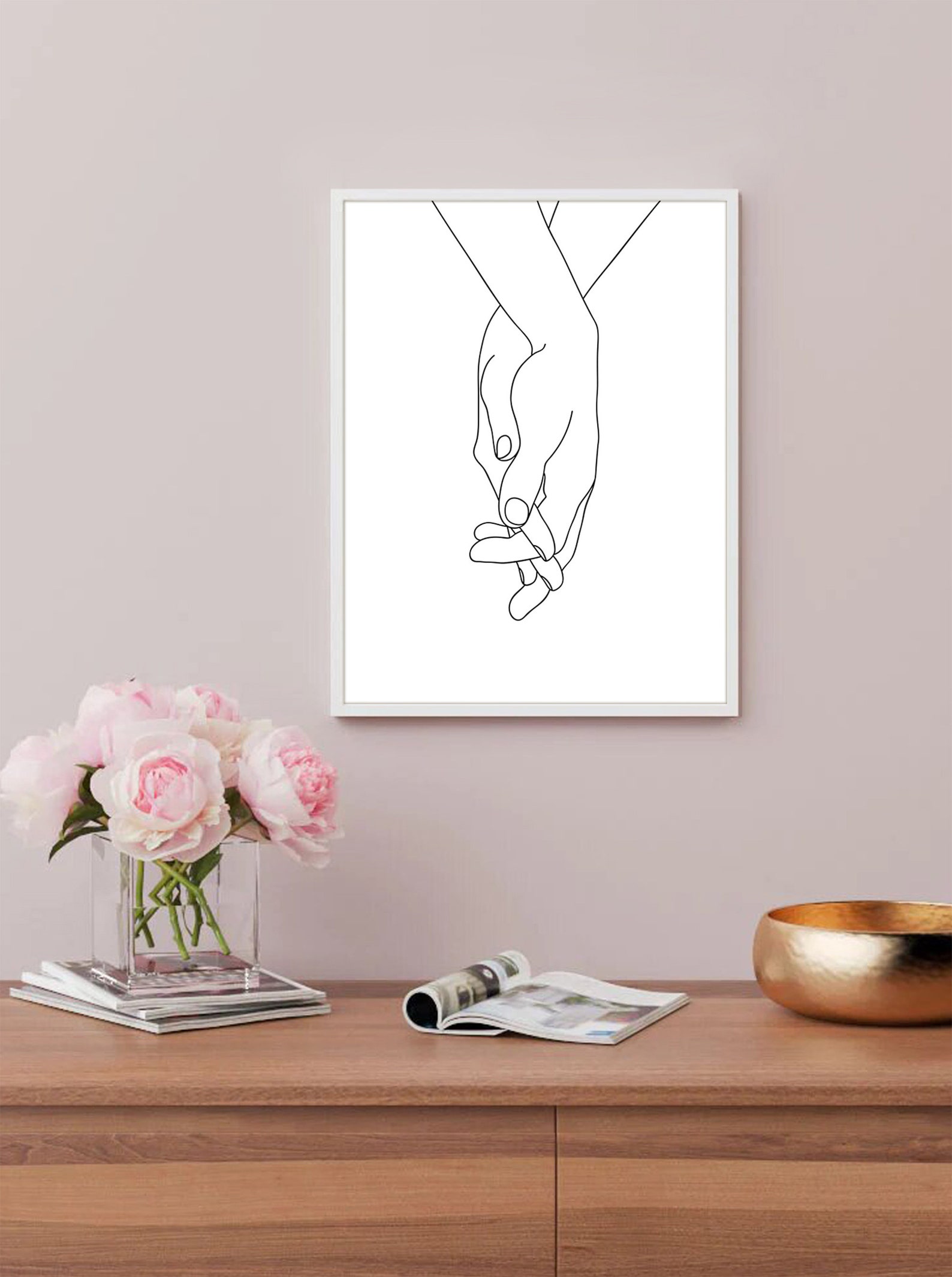Holding Hands Line Drawing Sketch Art Print,romantic Holding Hands ...