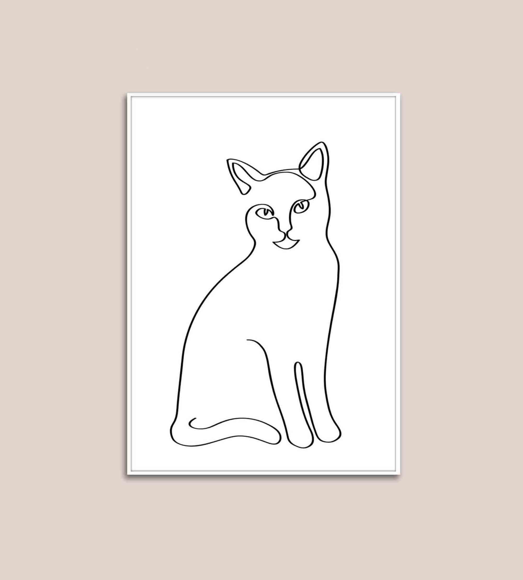Continuous Line Cat Drawing One Line Cat Figure Minimal Cat - Etsy