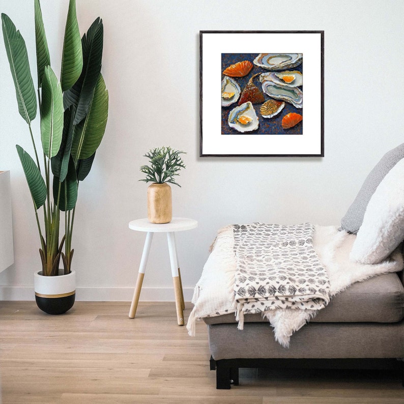 Printable Oyster Oil Painting ,shellfish Painting,mid Century Modern ...