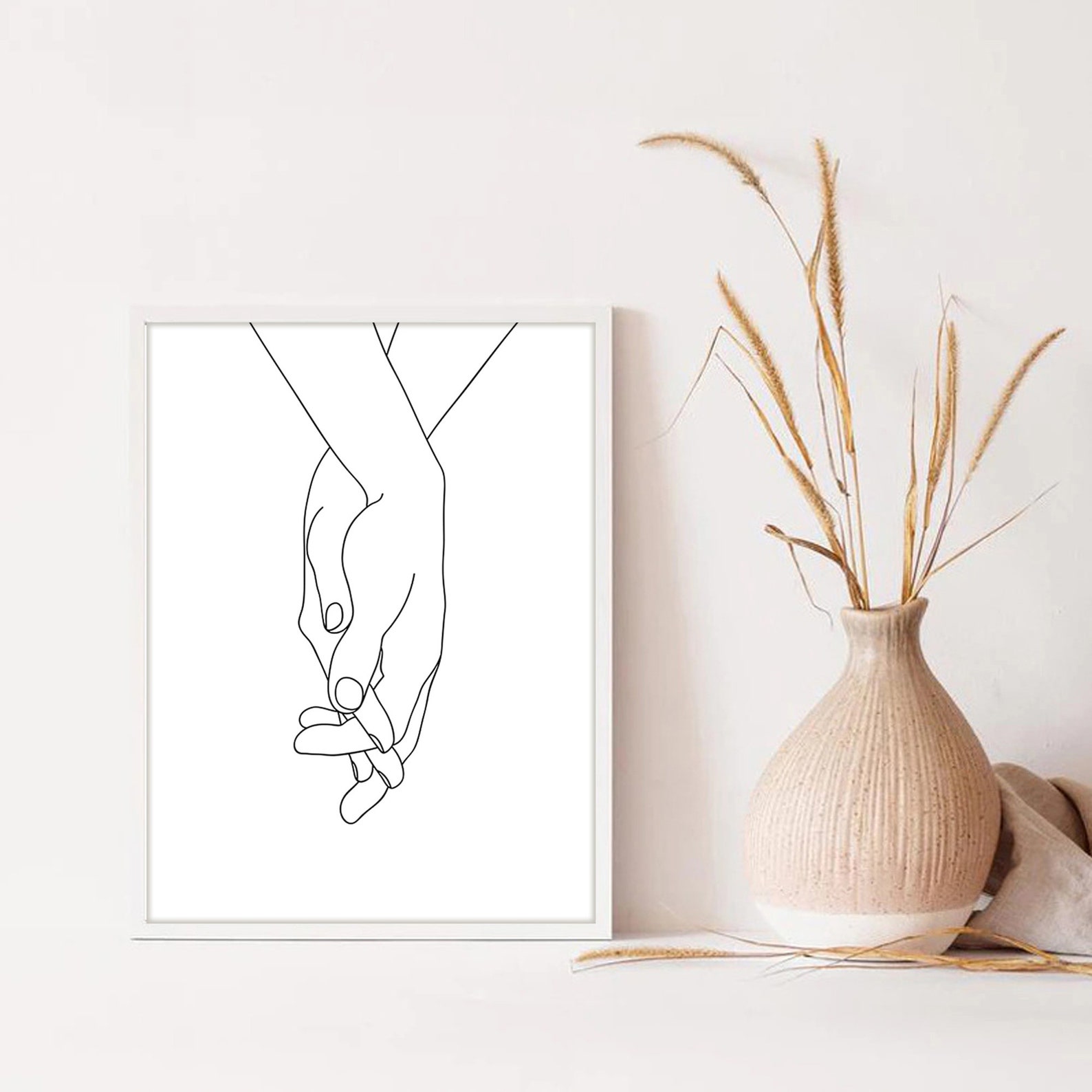 Holding Hands Line Drawing Sketch Art Print,romantic Holding Hands ...