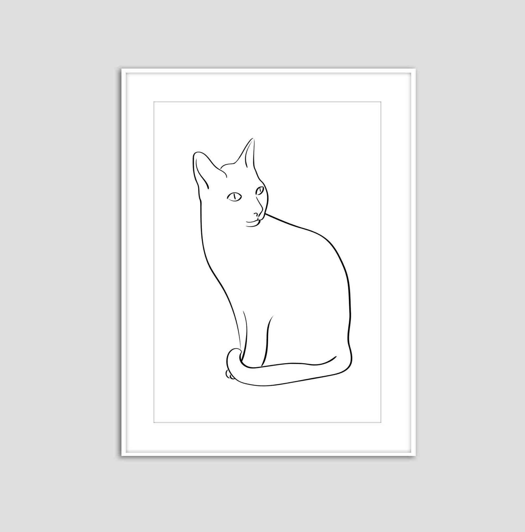 Single Line Cat Figure One Line Cat Drawing Minimal Cat - Etsy