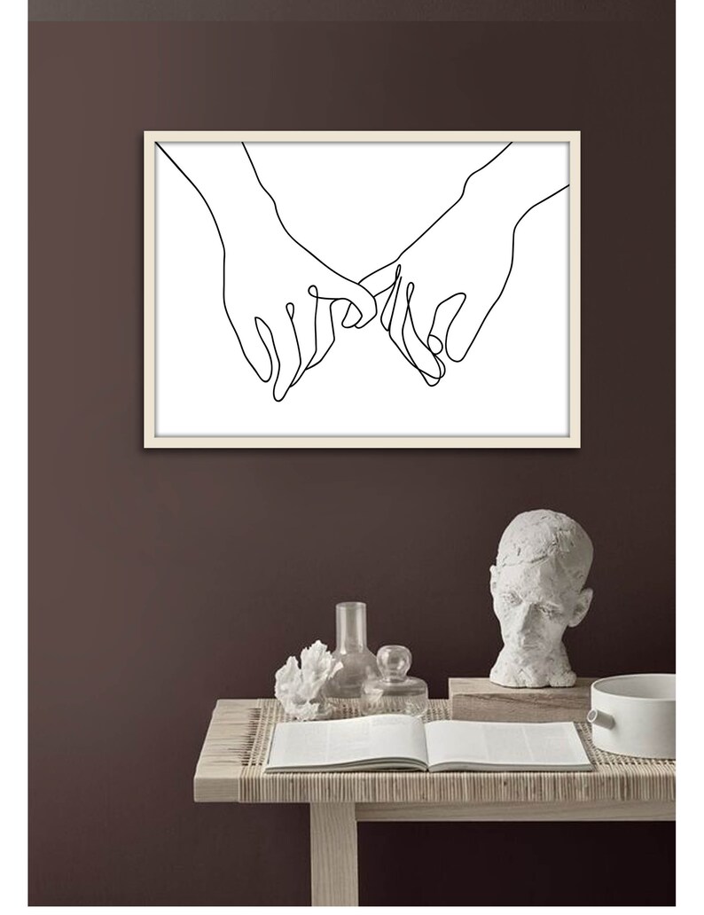 Pinky Promise Hands Drawing-lover's Hands-one Line Drawing - Etsy