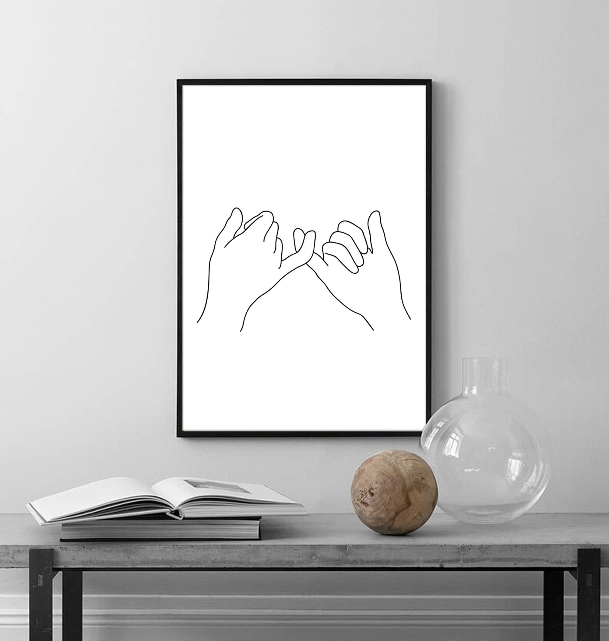 Pinky Promise Printable Hands Pinky Swear Drawing-lover's Hands-one ...