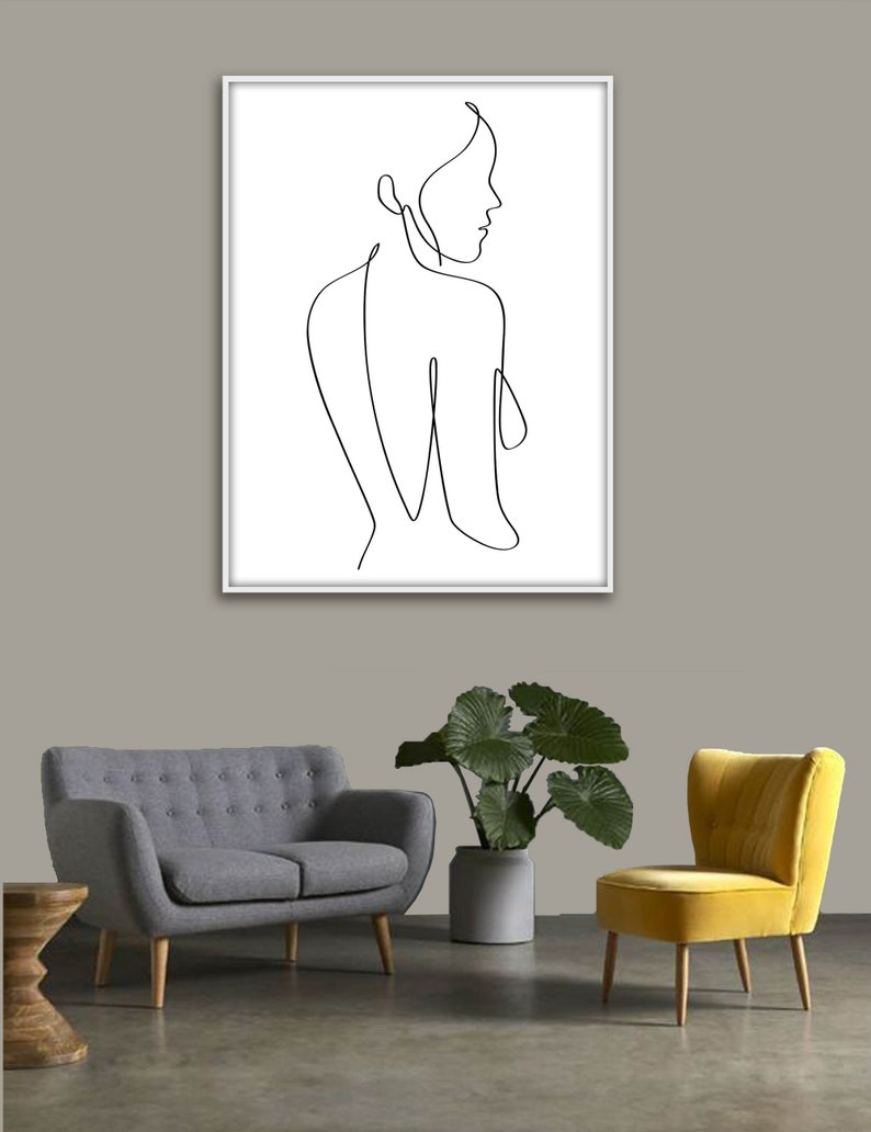 Nude Line Art Printable Woman Outline Drawing Female Body - Etsy