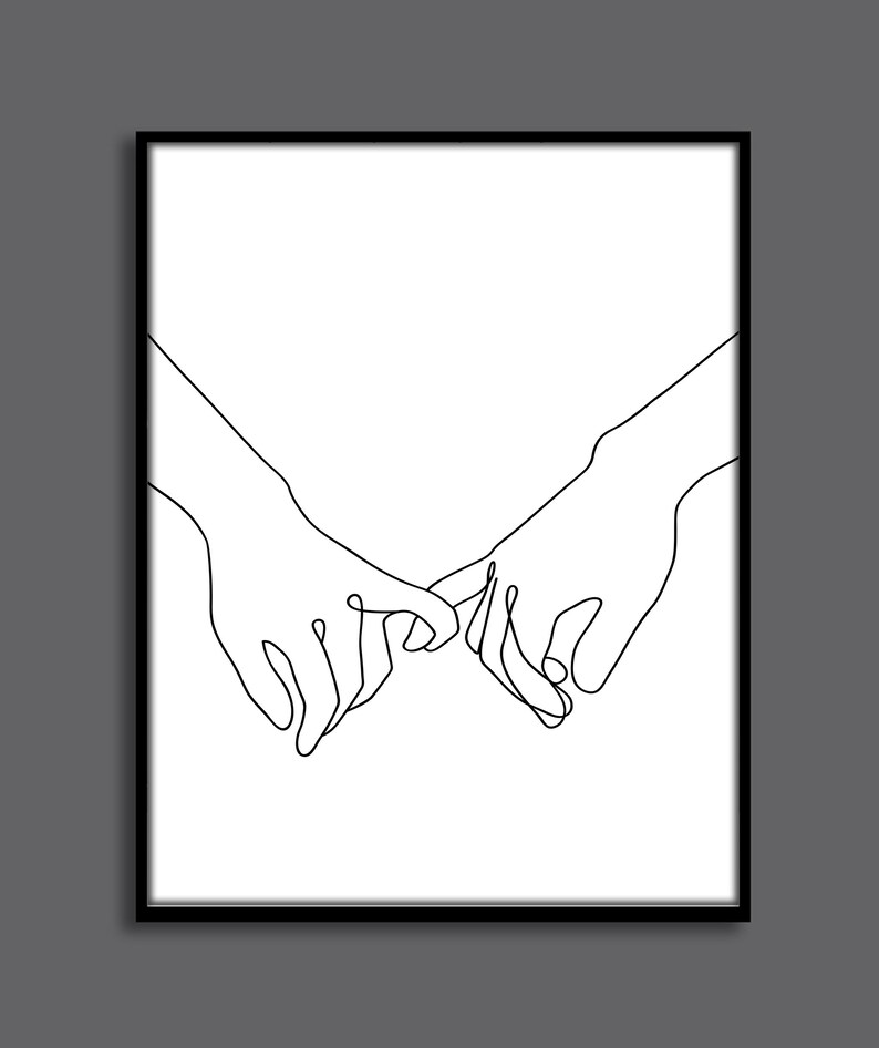 Pinky Promise Printable Hands Pinky Swear Drawing-lover's Hands-one Line Drawing Hands ...