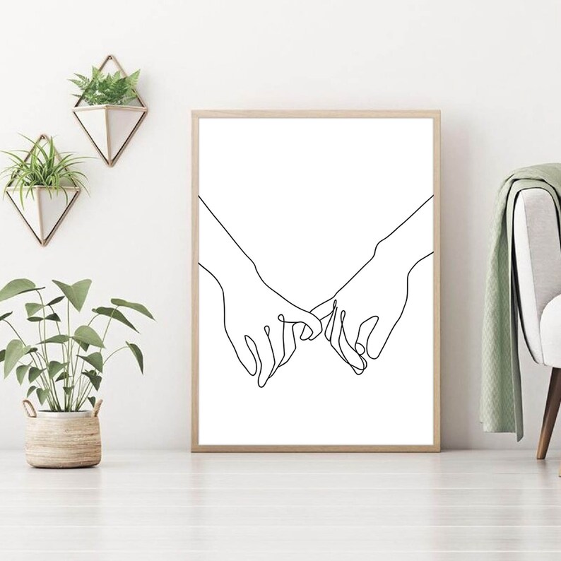 Pinky Promise Printable Hands Pinky Swear Drawing-lover's Hands-one Line Drawing Hands ...