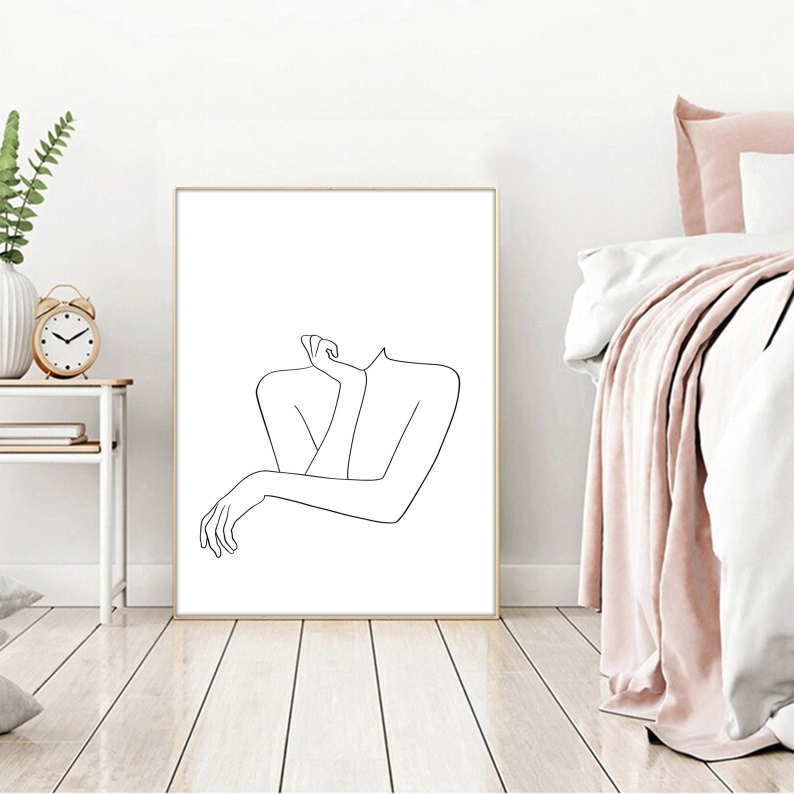 One Line Woman Female Outline Drawing Hands and Face - Etsy
