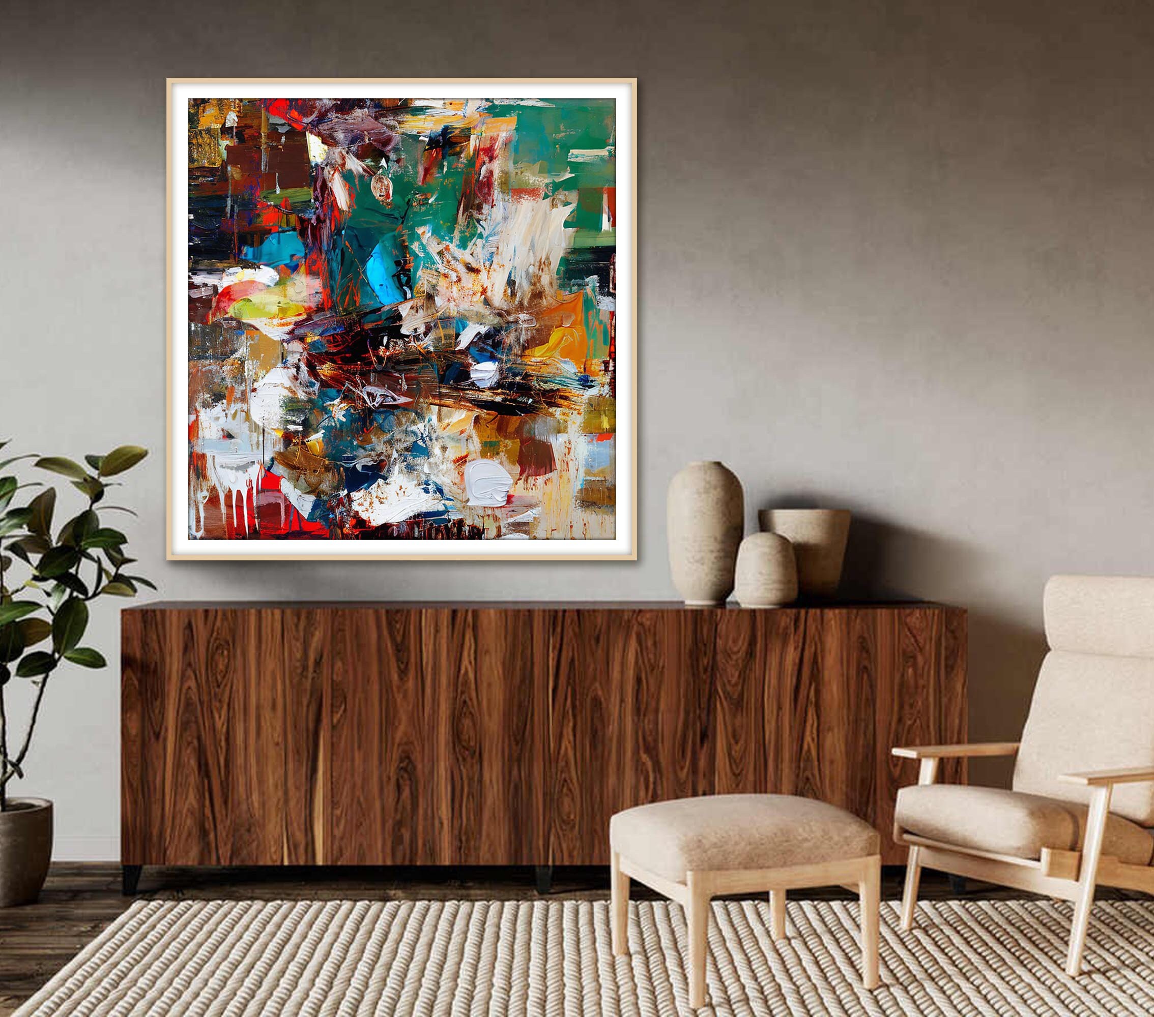 Printable Abstract Expression Oil Painting, Abstract Large Painting ...