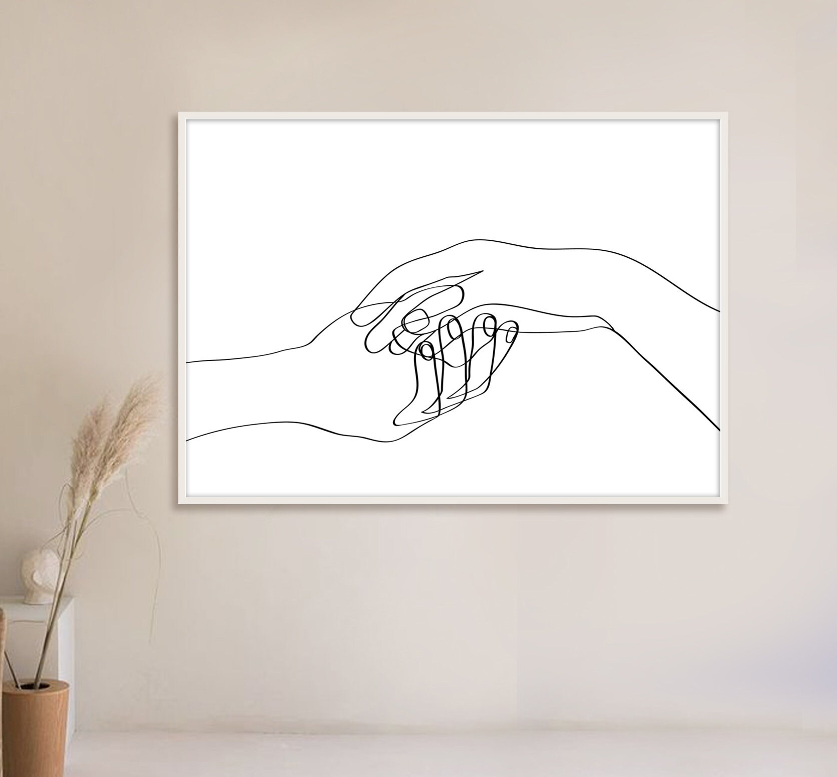Lover's Hands, One Line Drawing Hands, Black White Hands Artwork, Hand ...