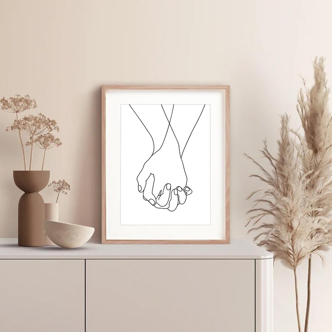 Interlocked Hands, One Line Drawing Hands, Black White Hands Artwork ...