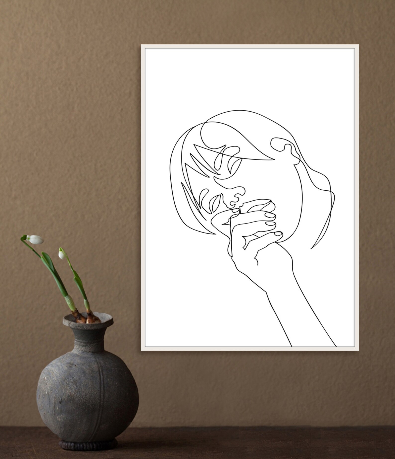 One Line Drawing Female Face Drawing Minimal Wall Art - Etsy