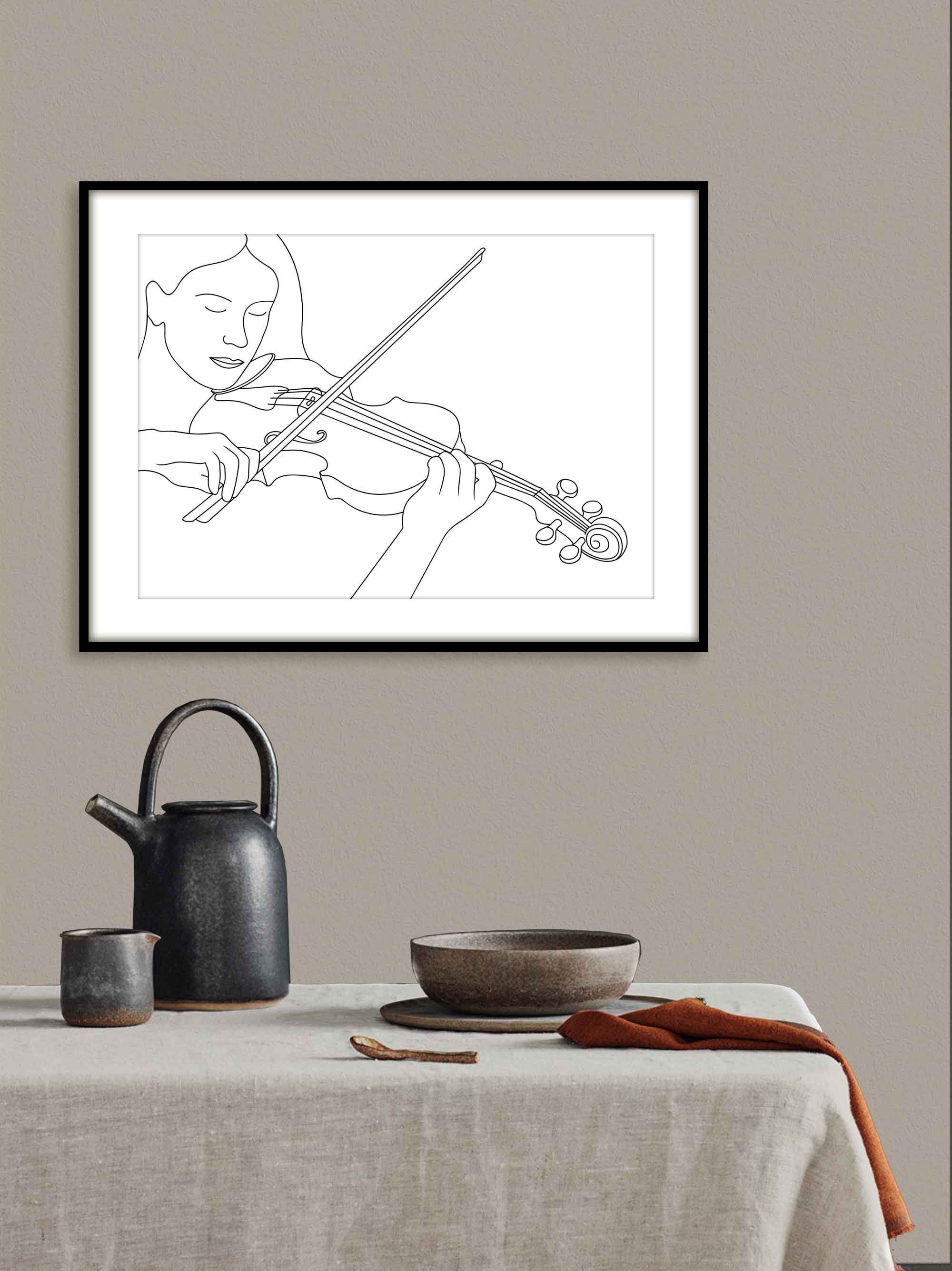 Girl Playing Violin One Line Violinmusician Girlcontinuous - Etsy