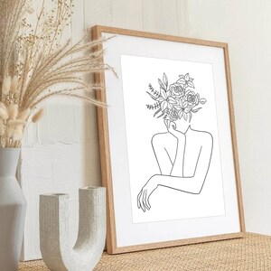 Head of Flowers Art , Woman Outline Drawing, Woman With Flowers ...