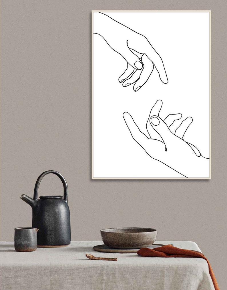 Passionate Touch,romantic Lovers Hands, One Line Holding Hands, Black ...
