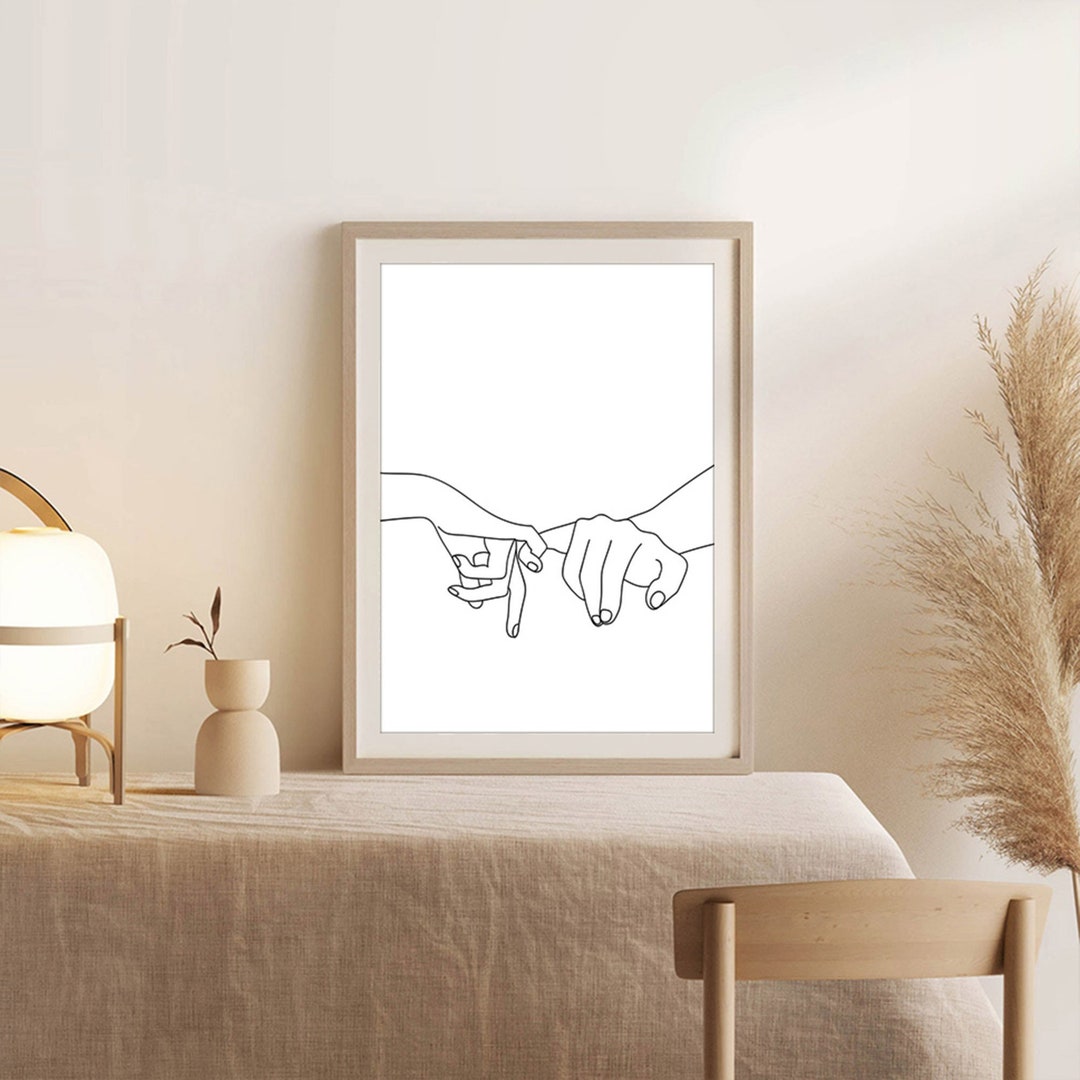 Pinky Swear Drawing-lover's Hands-one Line Drawing Hands-pinky Promise ...