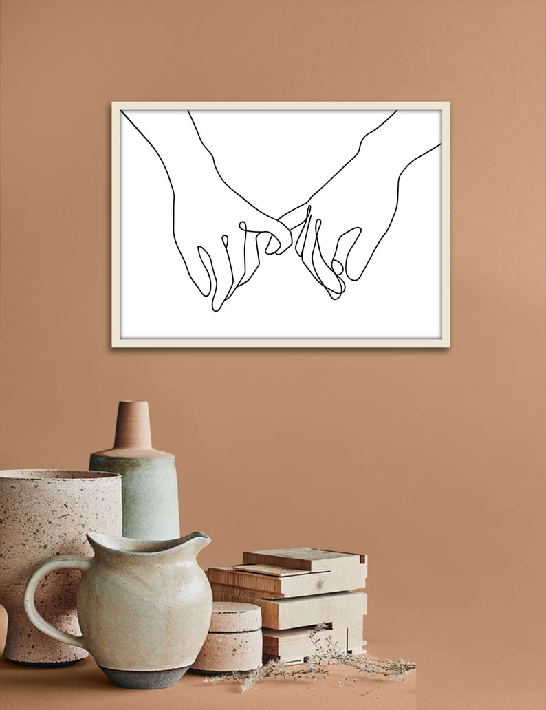 Pinky Promise Hands Drawing-lover's Hands-one Line Drawing - Etsy