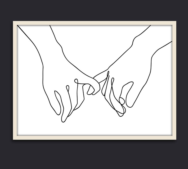 Pinky Promise Hands Drawing-lover's Hands-one Line Drawing - Etsy