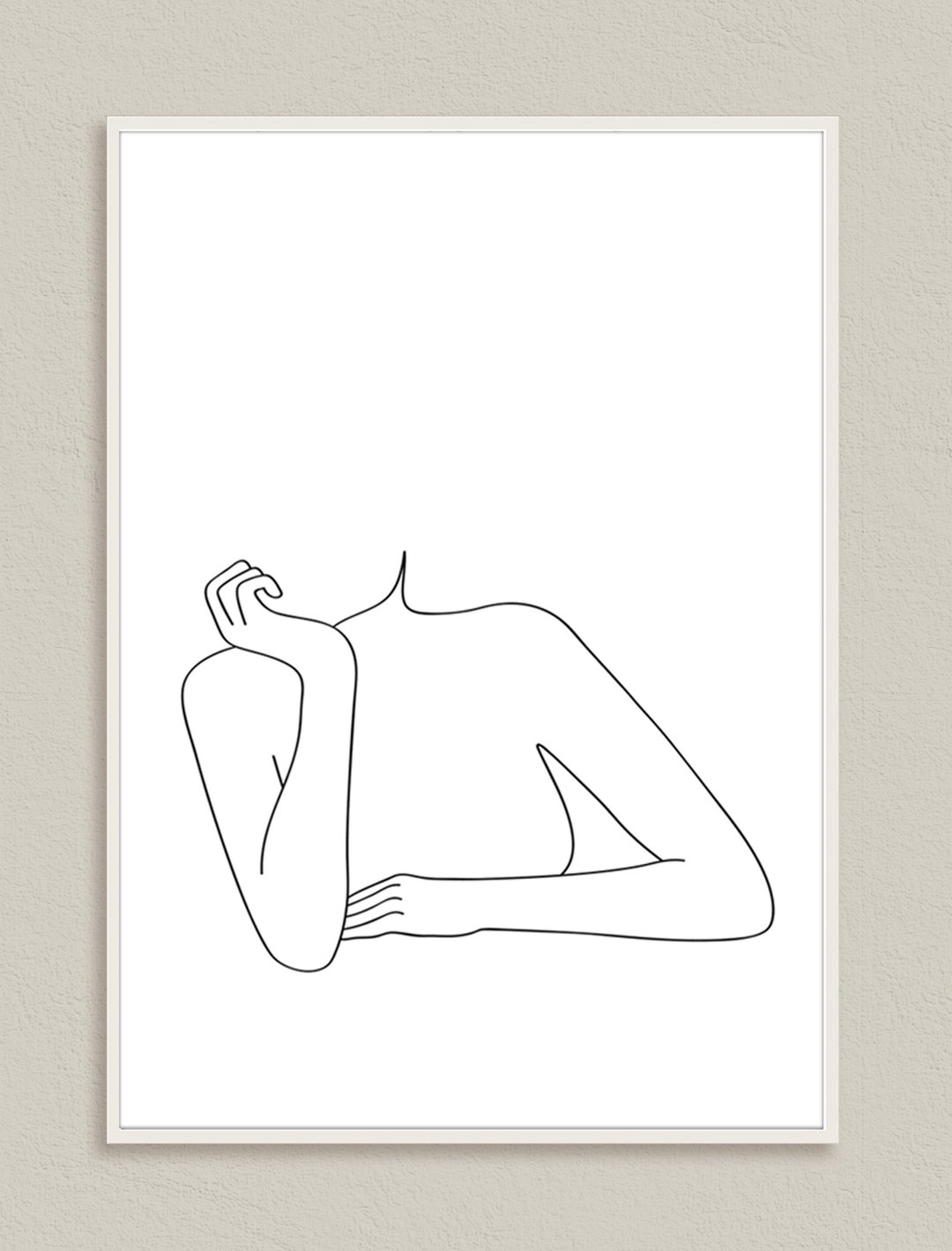 Female Body Line Art, Woman Outline Drawing, Hands and Face, Feminine ...