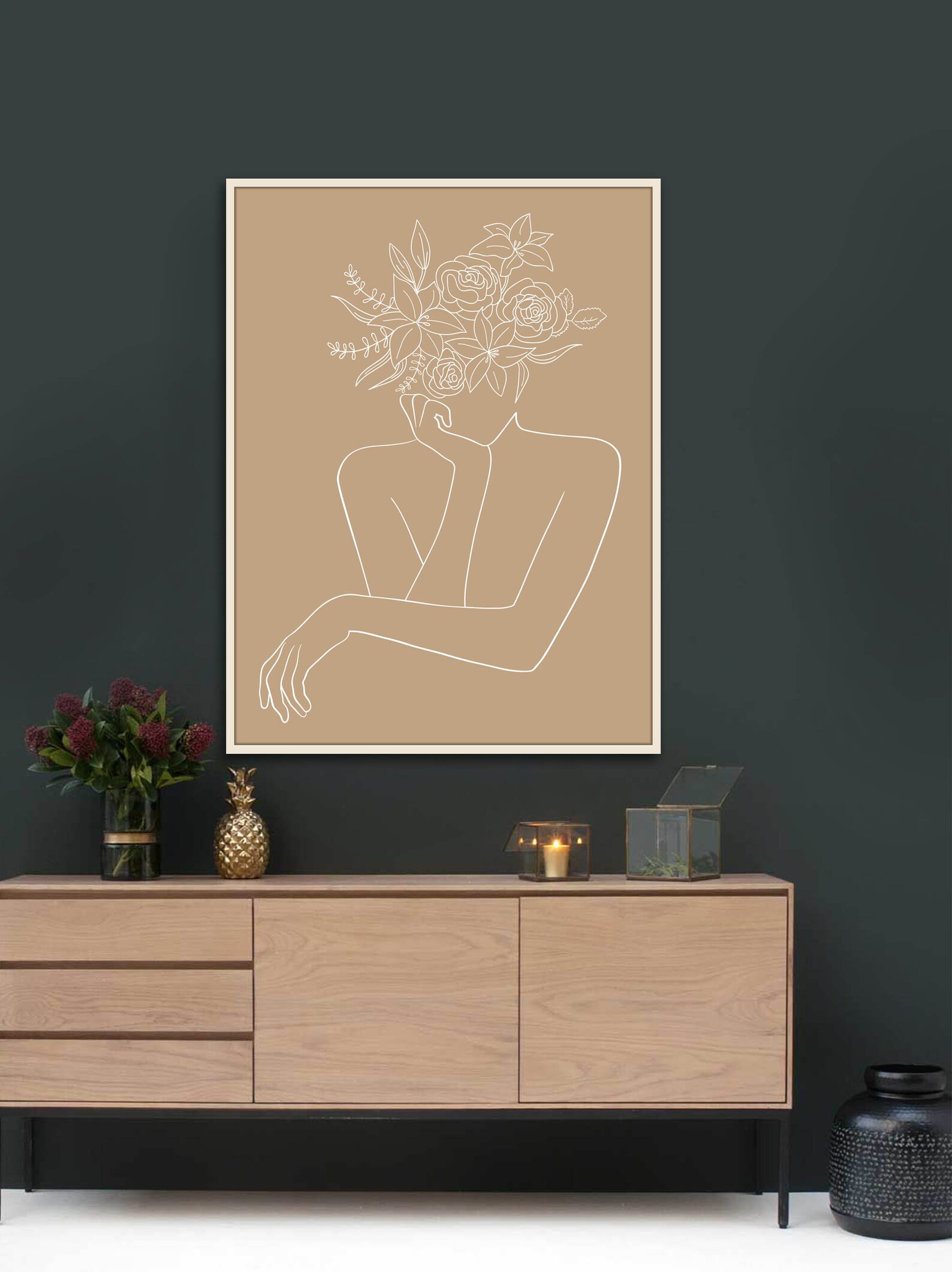 Head of Flowers printable Woman Figure Woman Outline | Etsy