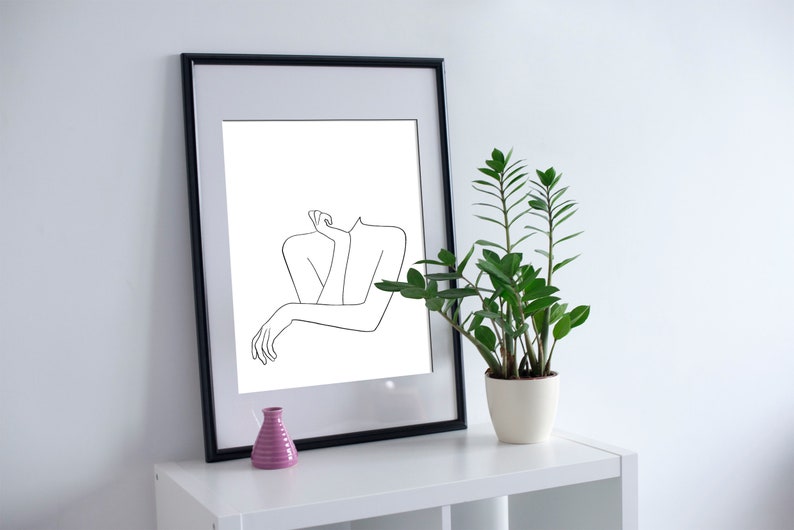 One Line Woman Female Outline Drawing Hands and Face - Etsy