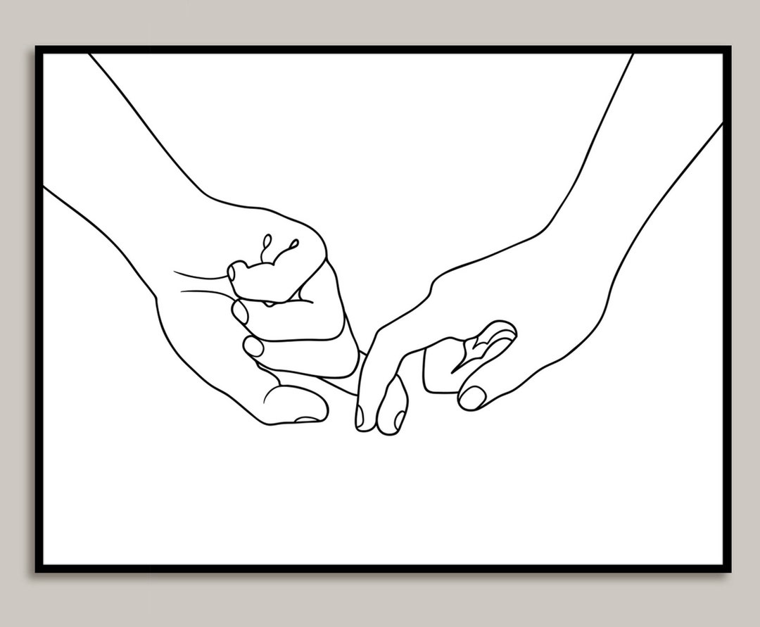 Pinky Promise Hands pinky Swear Drawing-lover's Hands-one Line Drawing ...
