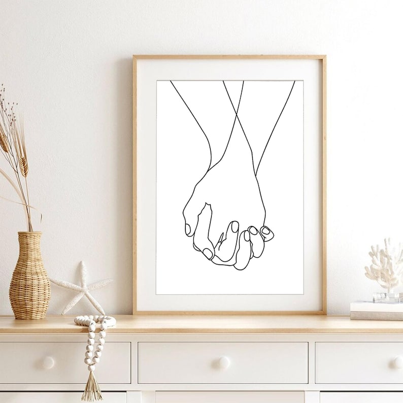 Interlocked Hands, One Line Drawing Hands, Black White Hands Artwork ...
