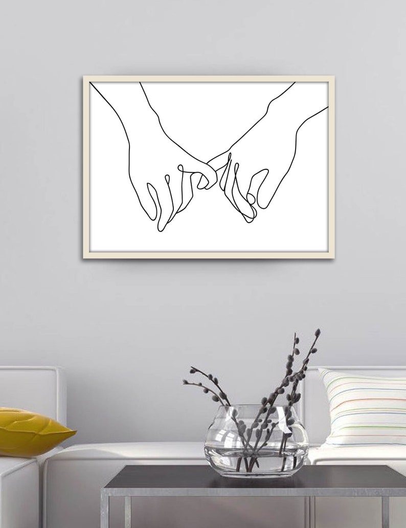 Pinky Promise Hands Drawing-lover's Hands-one Line Drawing - Etsy