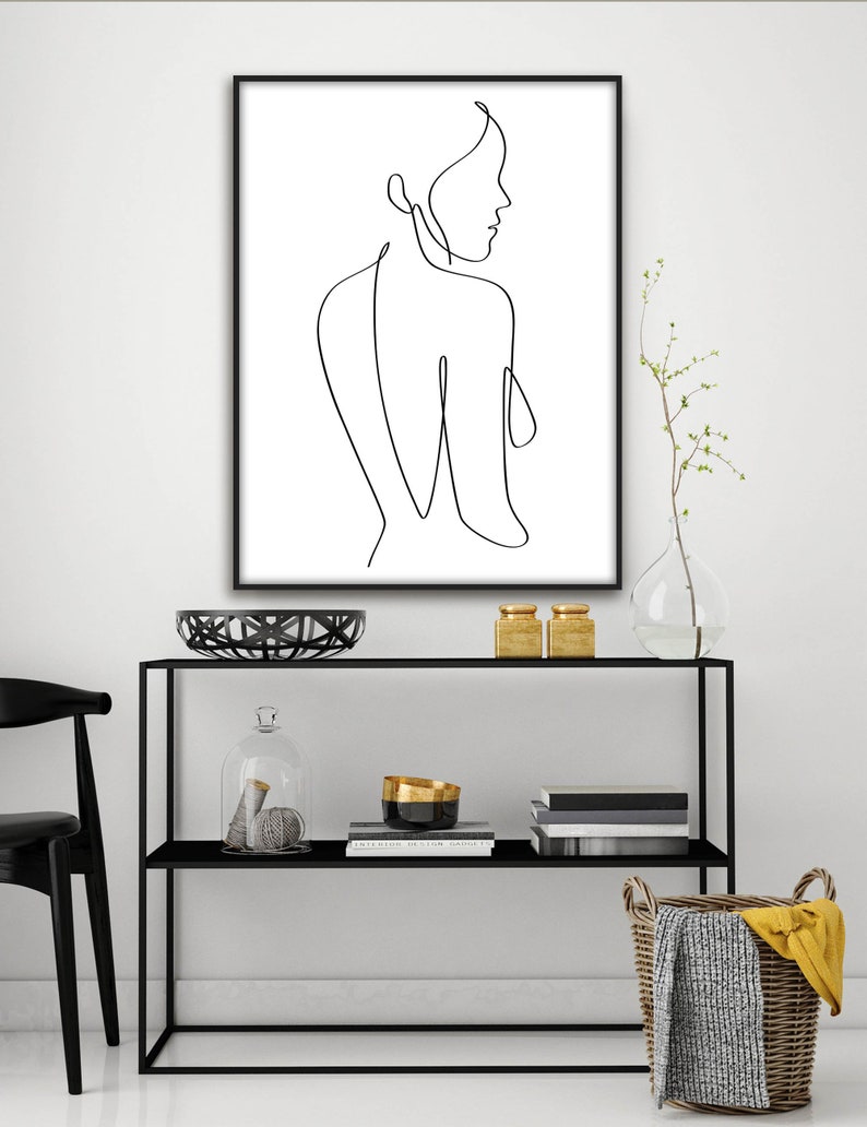 Nude Line Art Printable Woman Outline Drawing Female Body - Etsy