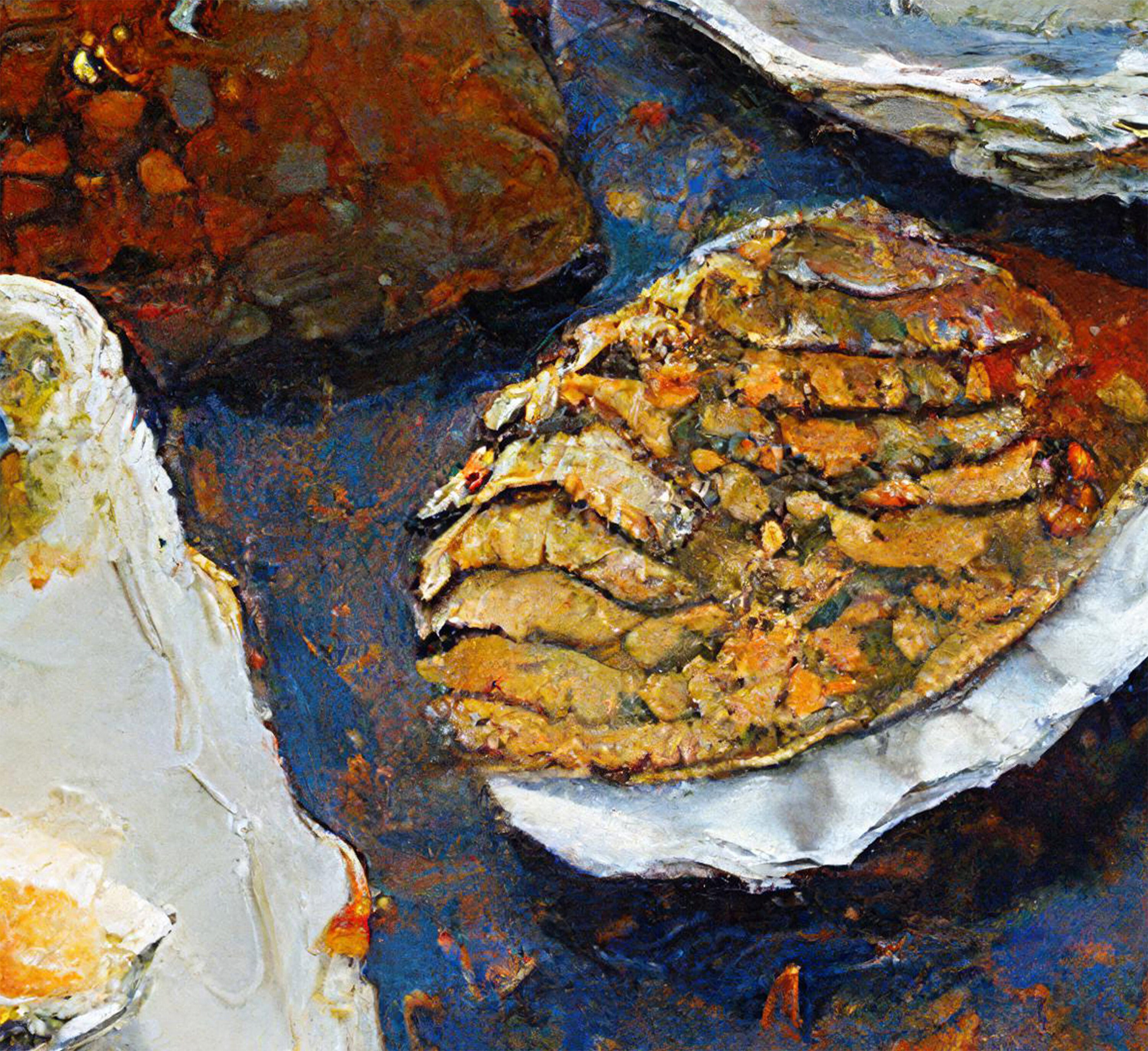 Printable Oyster Oil Painting ,shellfish Painting,mid Century Modern ...