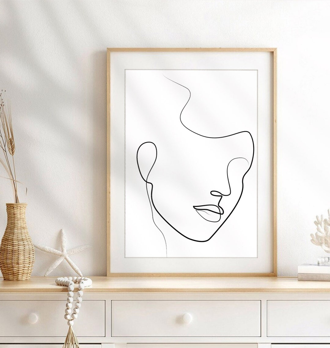 One Line Female Face Drawing, Woman Face Line Art,minimalist Wall Art ...