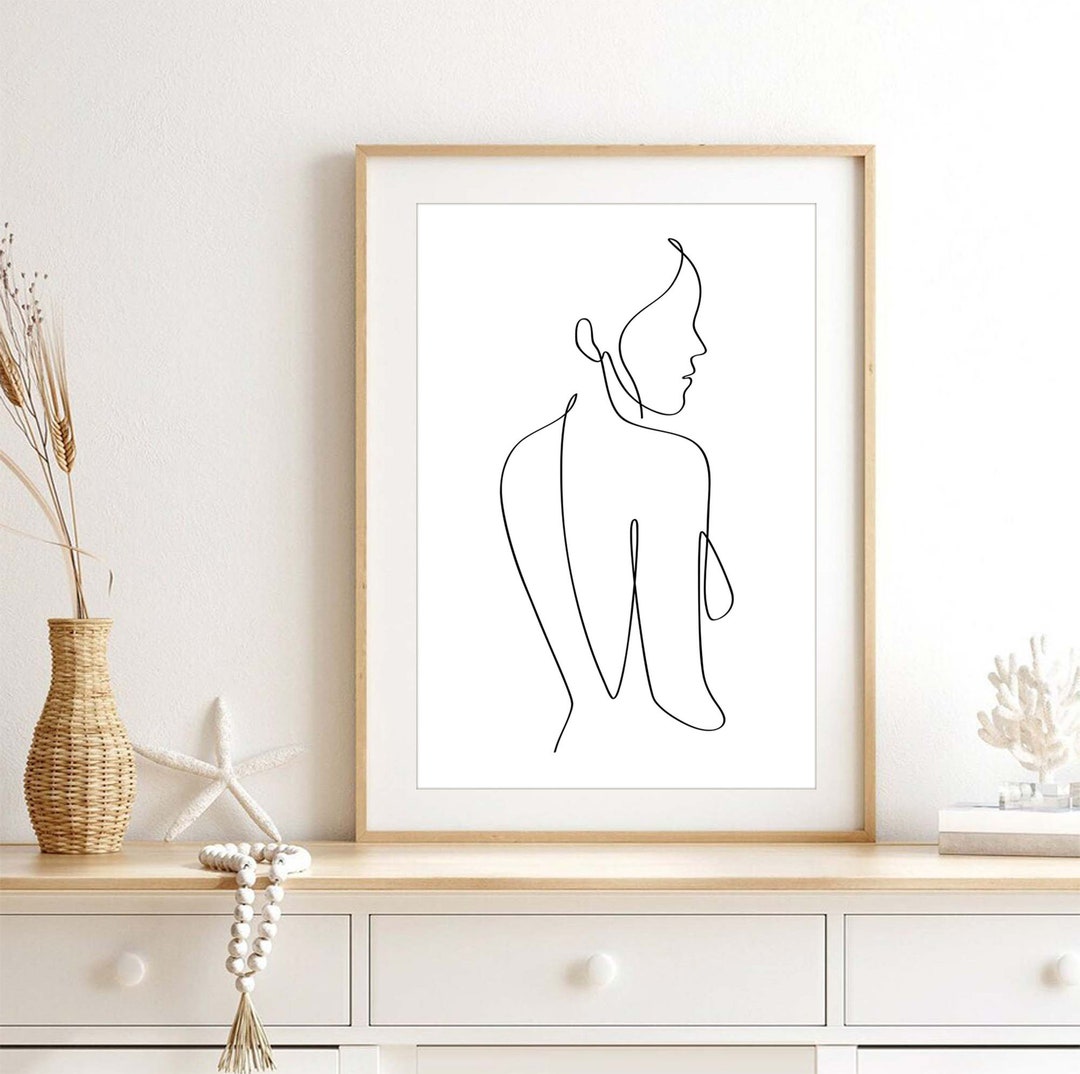Nude Line Art Printable, Woman Outline Drawing, Female Body Line Art ...