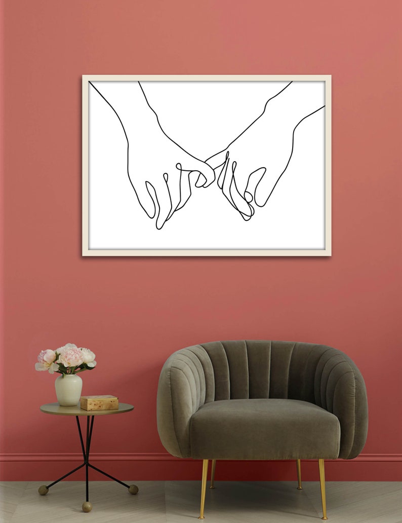 Pinky Promise Hands Drawing-lover's Hands-one Line Drawing - Etsy