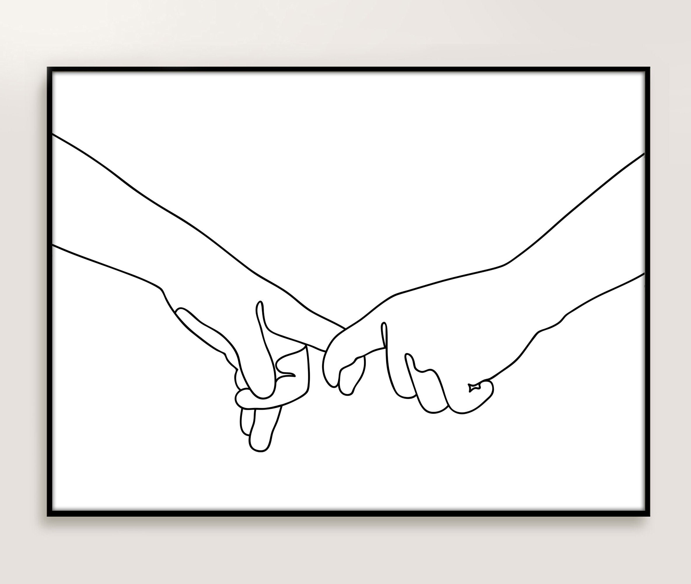 Pinky Swear Lovers Hands-one Line Drawing Hands-pinky Promise - Etsy