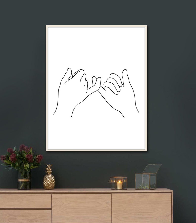 Pinky Promise Printable Hands Pinky Swear Drawing-lover's Hands-one Line Drawing Hands ...