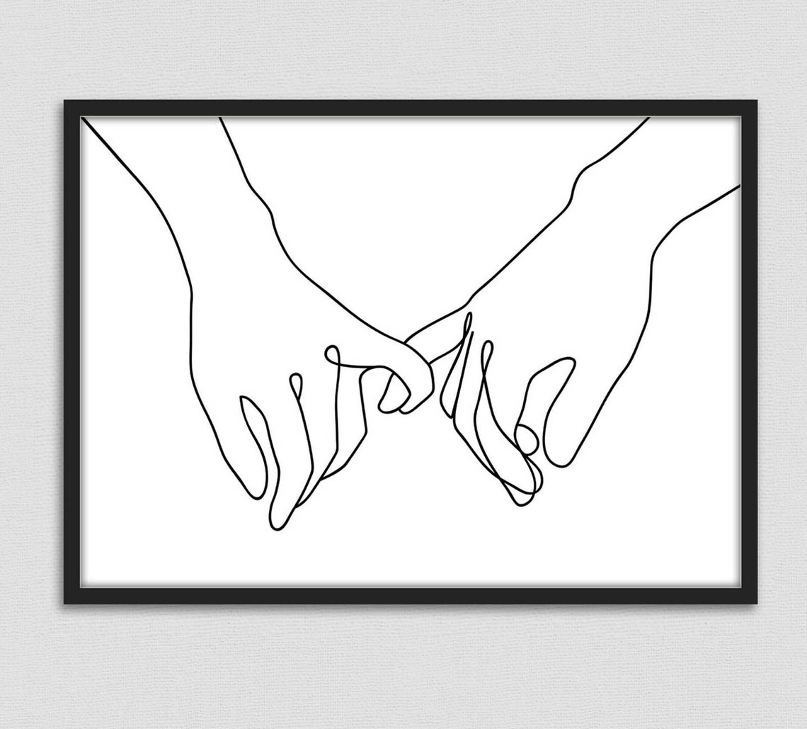 Pinky Promise Hands Drawing-lover's Hands-one Line Drawing | Etsy